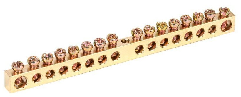 Шина PEN "земля-ноль" 6х9мм 16/1 (16групп/крепеж по центру), IEK YNN10-16-100 (10 шт.)