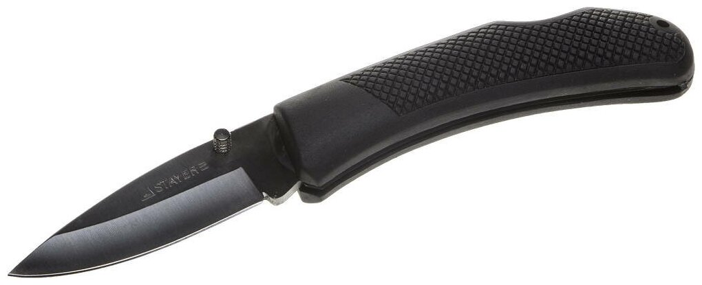 Складной нож STAYER 82 мм с обрезиненной пластиковой ручкой из нержавеющей стали рычажный фиксатор длина 200 мм