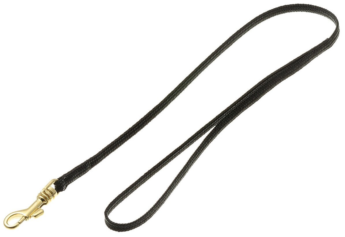 Водилка для малых и средних пород собак и кошек (лента-чулок ширина 5 мм), золотой карабин, Zoo One, чёрный, длина 50 см