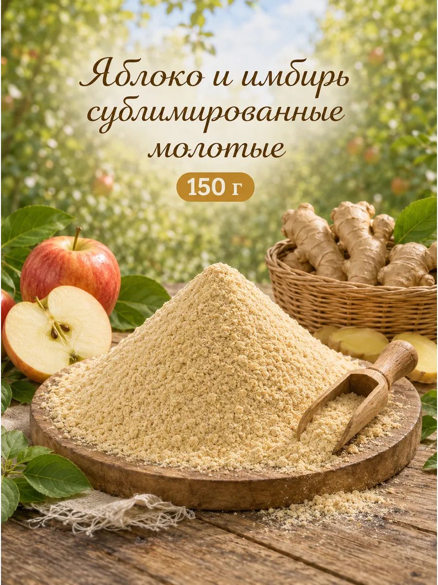 Яблоко и имбирь сублимированные молотые, 150 г