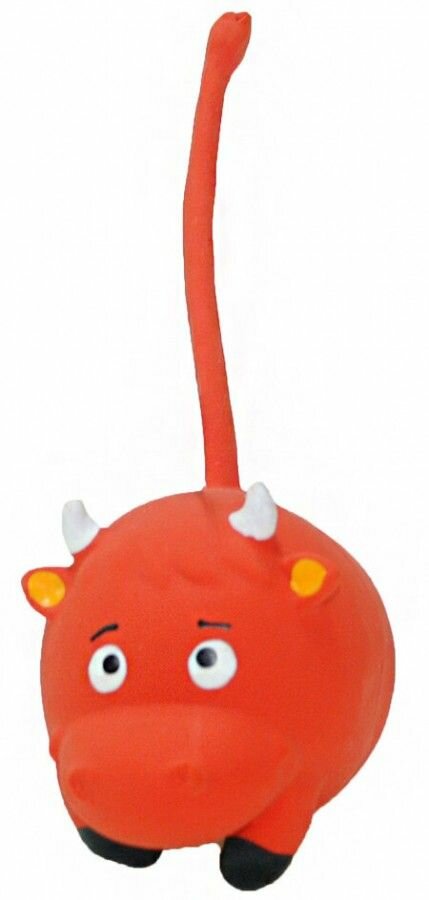 HOMEPET Игрушка для собак Бычок с длинным хвостом, с пищалкой, латекс, 21 см