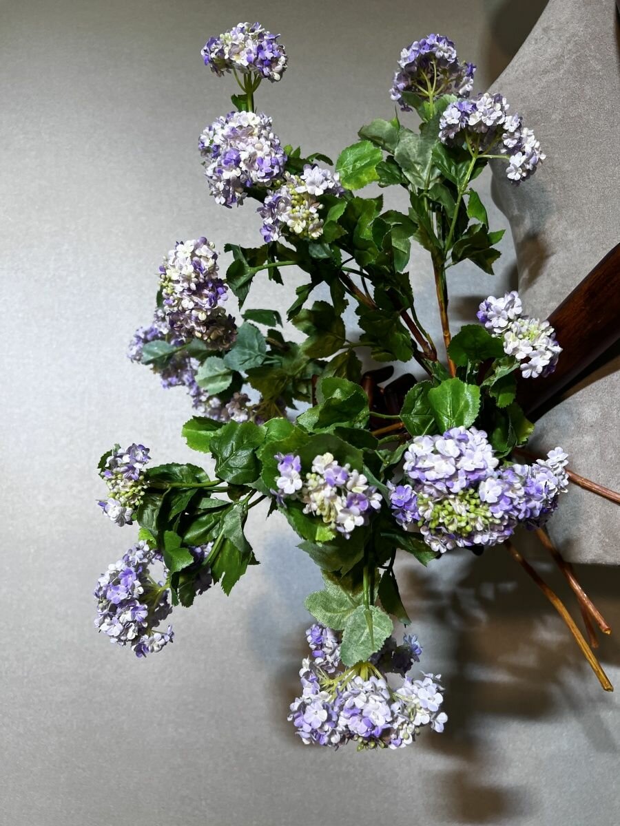 Искусственная ветка Ajourele, с цветами, пастельно-сиреневая, 60x30 см