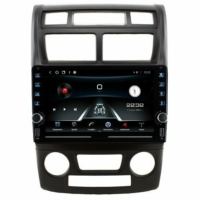 Магнитола R320 Киа Спортедж 2 с климат-контролем Kia Sportage 2 2004-2010 - Android 13 - Память 2+32Gb - CarPlay + Android Auto - IPS экран - Кулер