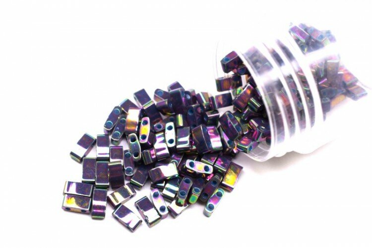 Бисер японский MIYUKI Half TILA #1898 серо-фиолетовый, радужный непрозрачный, 5 грамм