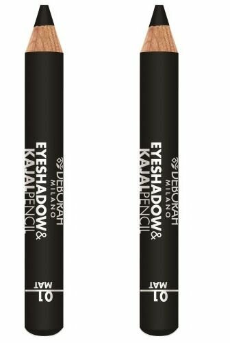 Тени-карандаш для век, Deborah Milano, Eyeshadow&Kajal Pencil, тон 01 матовый черный, 2 г, 2 шт