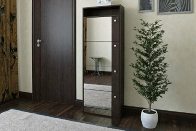 Обувница МногоМеб 1 55 х 29 х 175 см венге цаво, зеркало, ЛДСП