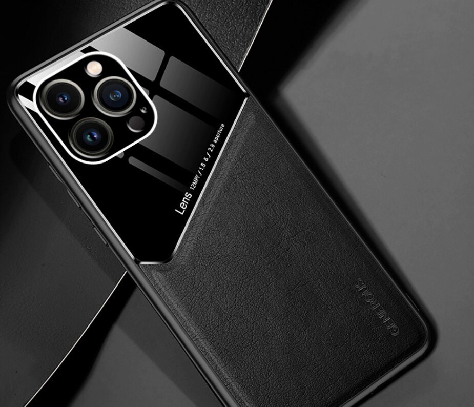 Чехол-панель MyPads Generoso для IPHONE 14 Pro MAX из силикона со вставками из эко-кожи и оргстекла черная