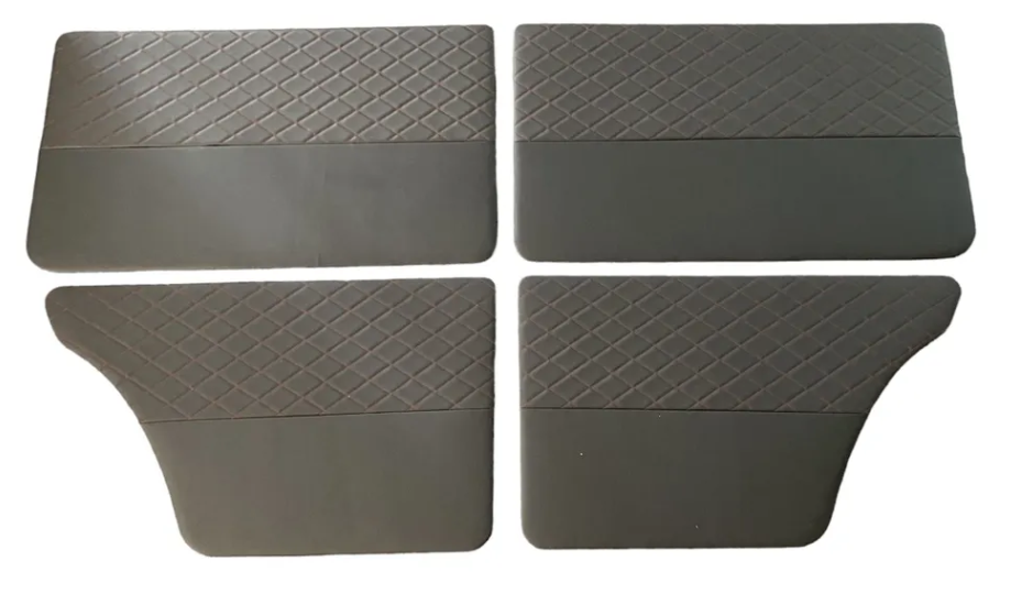 Дверные карты , обшивка двери ВАЗ 2101-2107 экокожа ромб ( красная строчка )