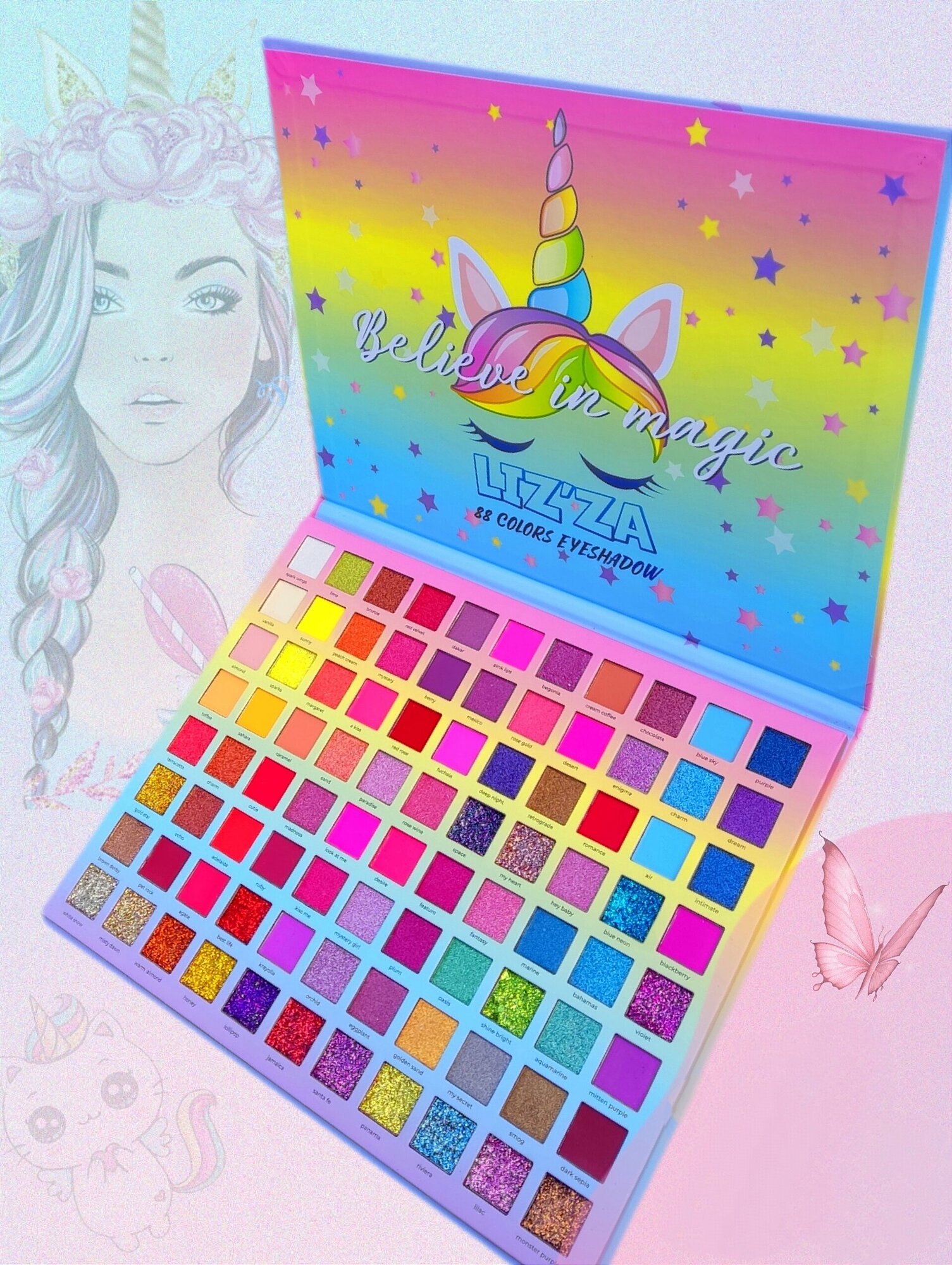 Палетка теней для век яркая набор декоративной косметики для глаз