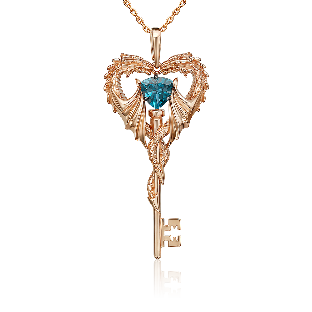 Подвеска, красное золото, 585 проба, топаз