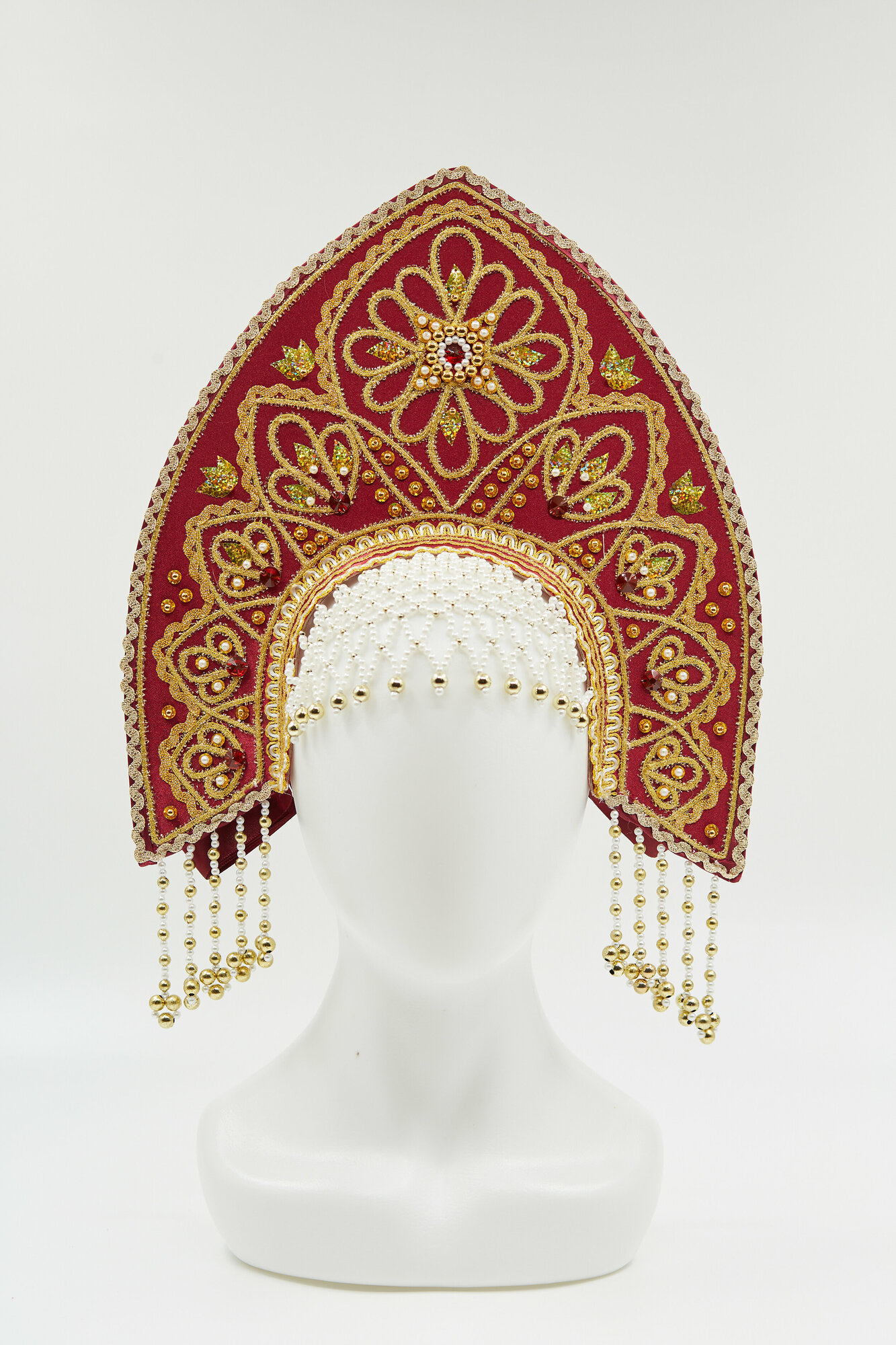 Кокошник Забава Углич "Ярославна" КЯк-04/2, бордовый, золото