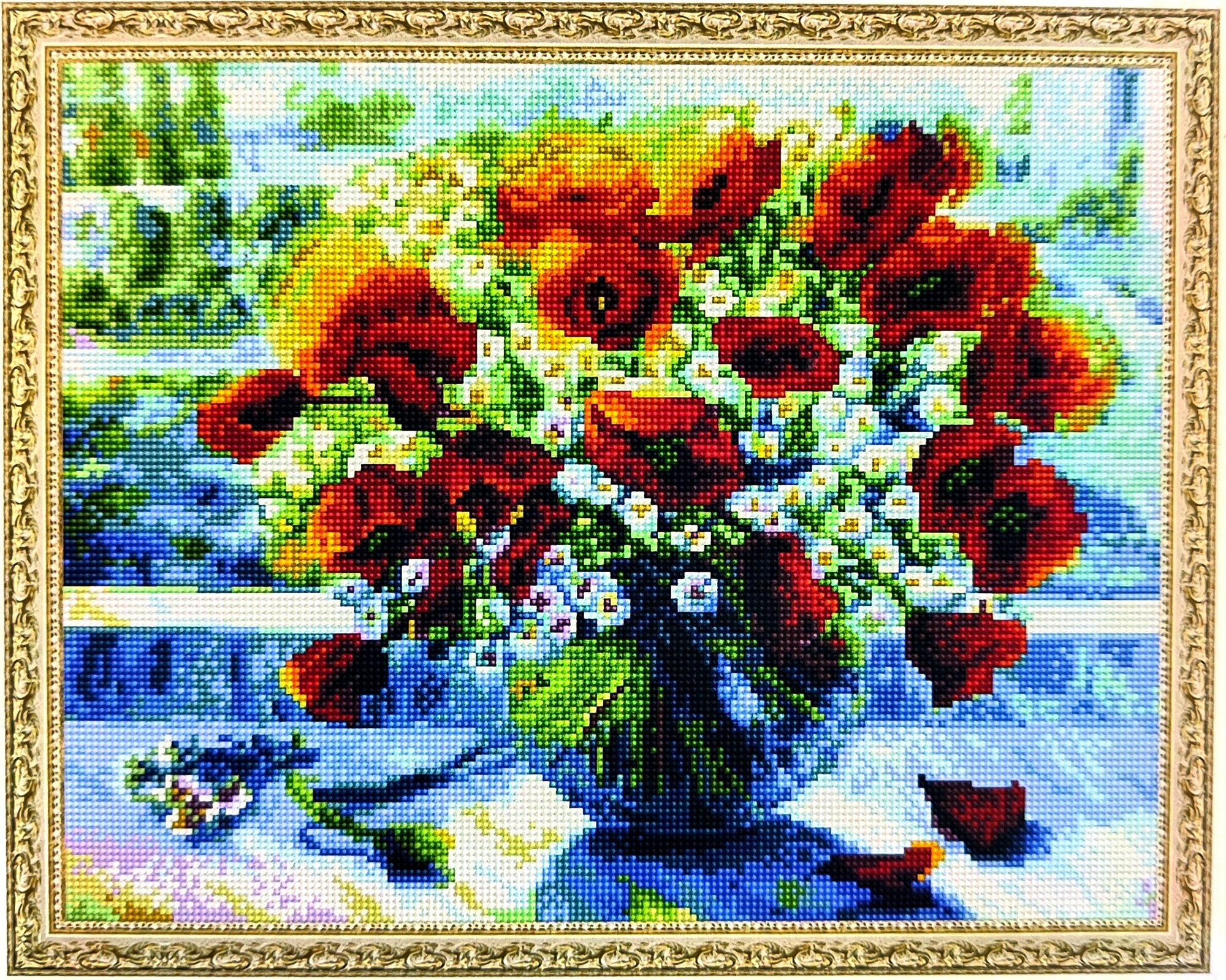 Алмазная мозаика 40x50см круглые стразы сирень, пионы, ягоды, фрукты, орхидея, розы, натюрморт, полевые цветы, маки