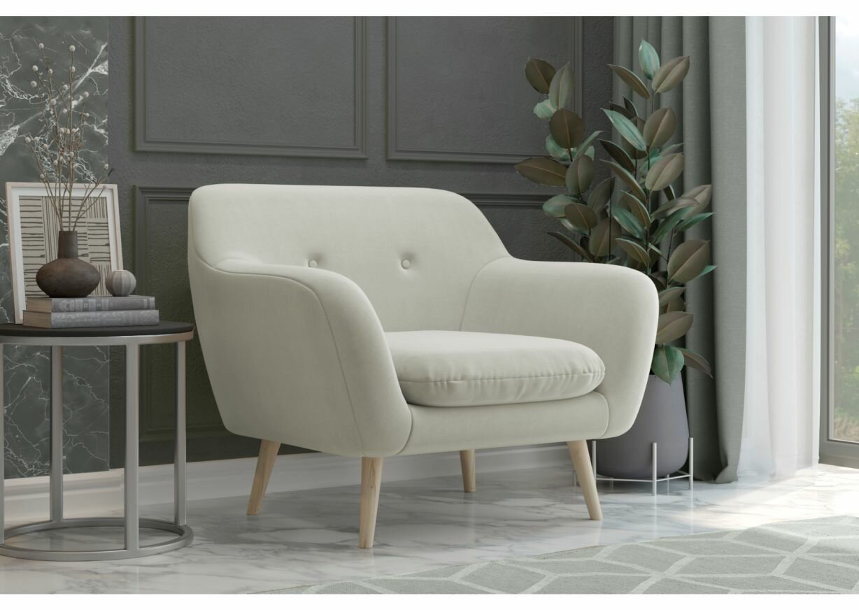 Кресло мягкое нераскладное Дайсон в цвете слоновая кость (Боун)