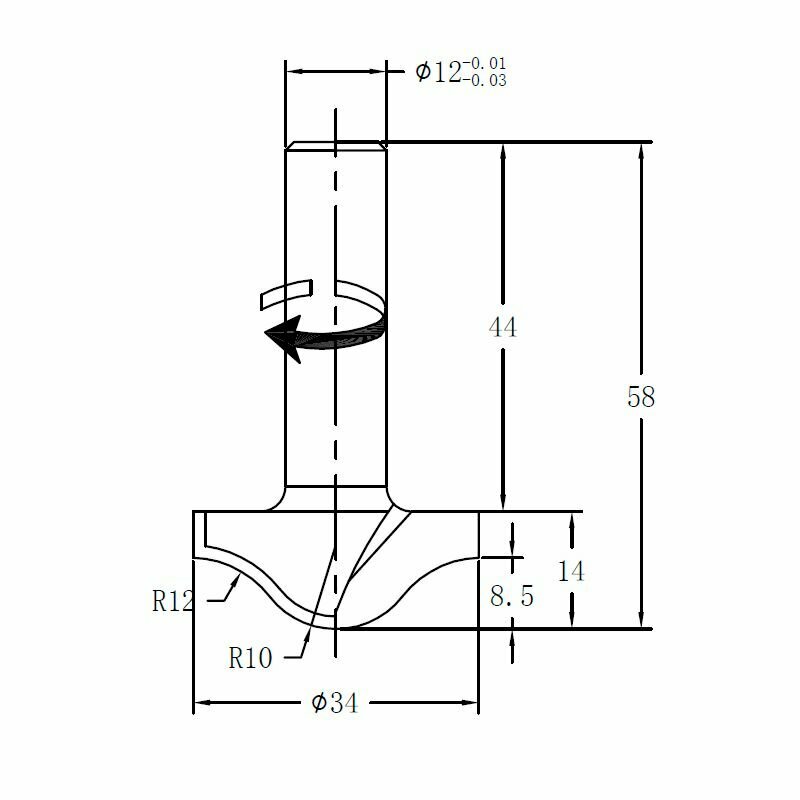 GREENCUT Фреза профильная для фасадов D 34x14x59 S 12 BX11904