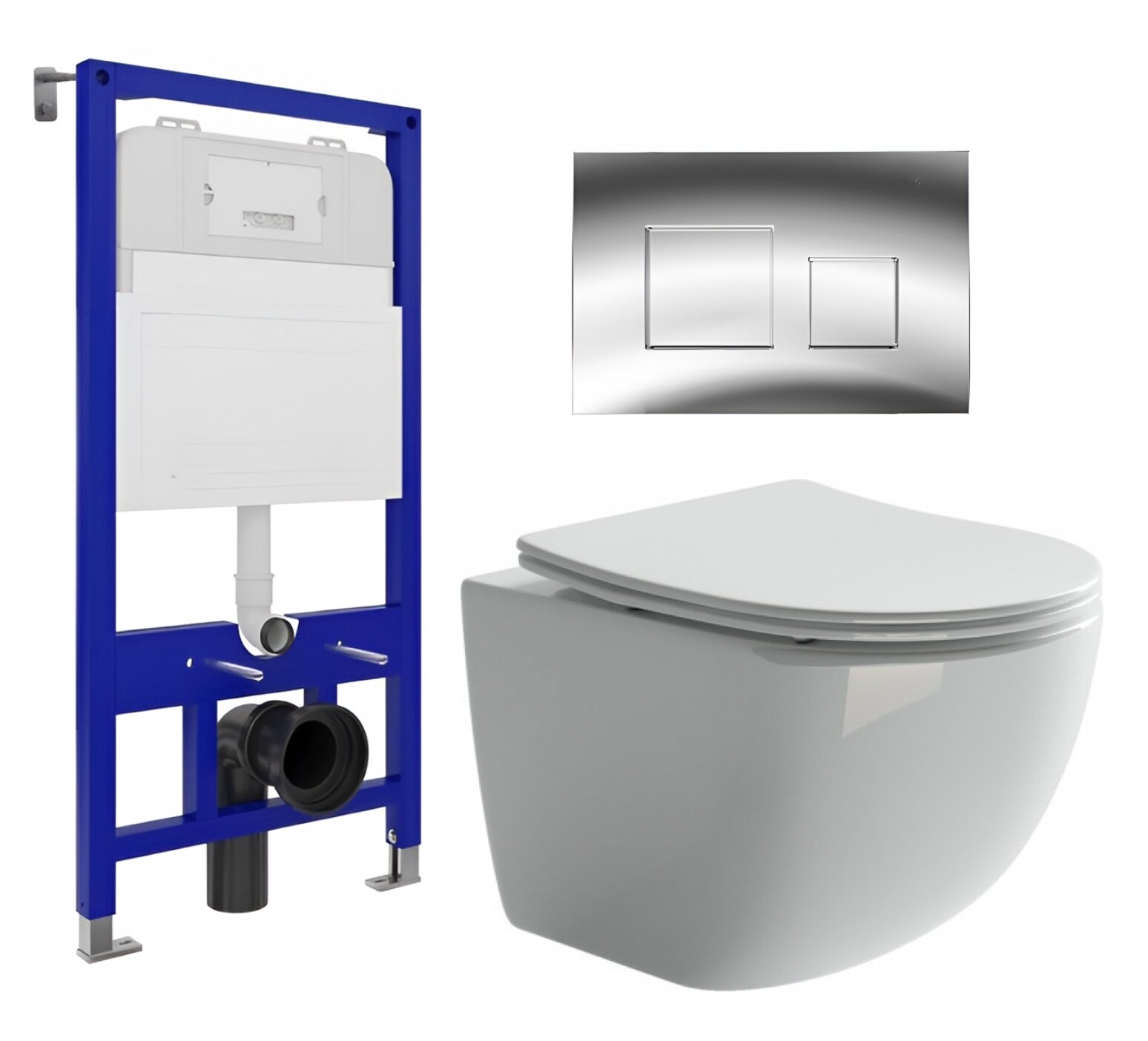 Комплект 3 в 1 инсталляция Enio Tecnico 52 EN8050052 + Унитаз подвесной Ceramica Nova Forma CN3009 + кнопка хром Cubo