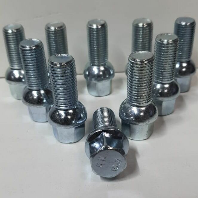 Болт колёсный 14x1,5x28, сфера,10 штук