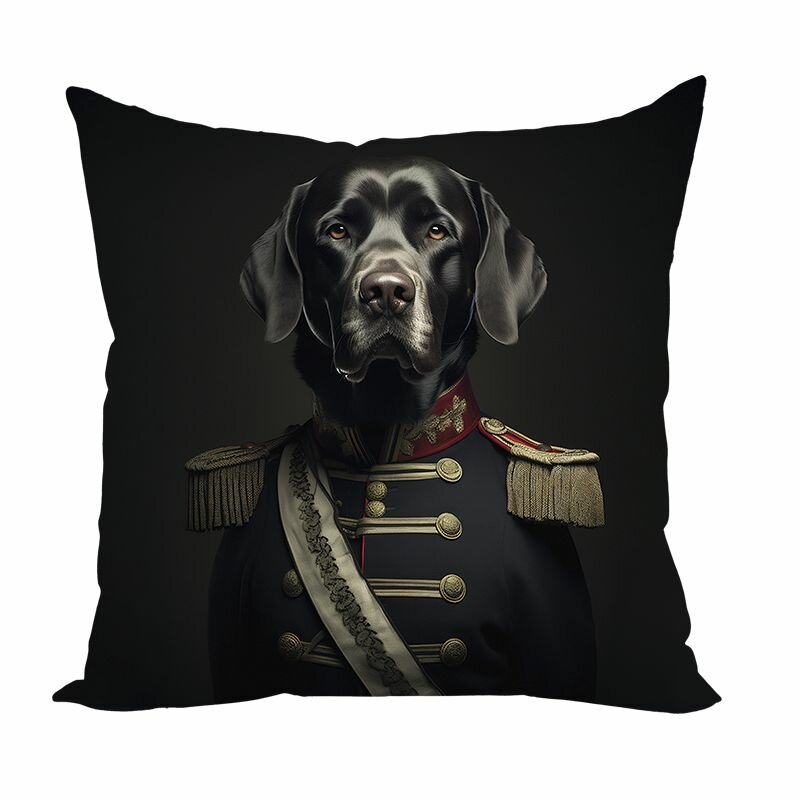 Подушка декоративная Лабрадор Ретривер Черный Генералы 40х40 велюр