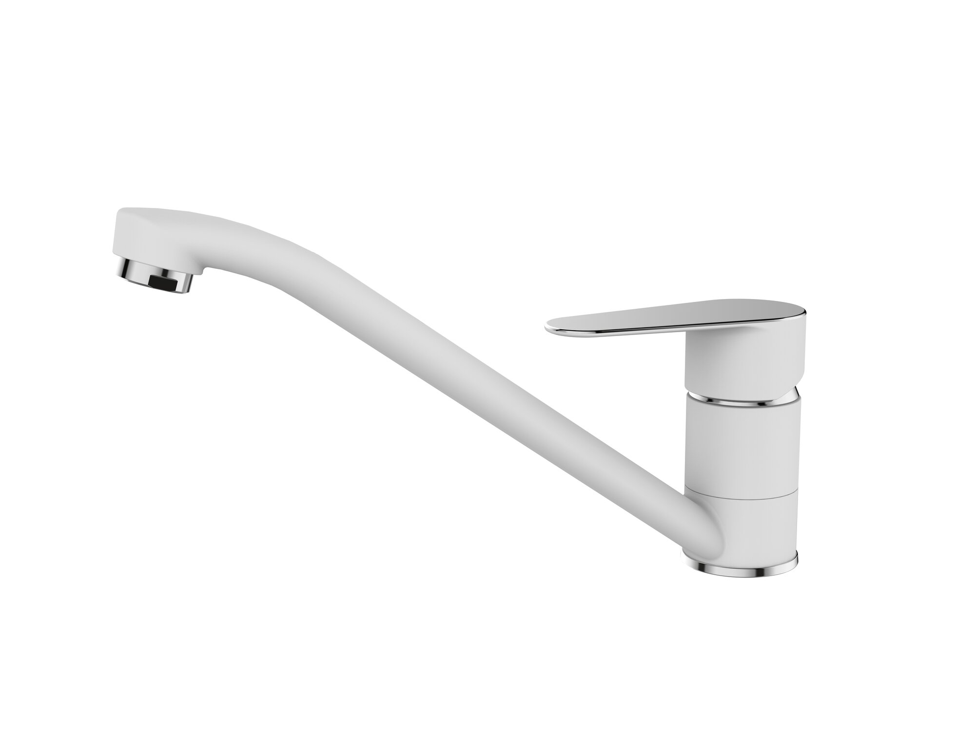 Смеситель для кухни/раковины с поворотным изливом белый латунный / гарантия 5 лет