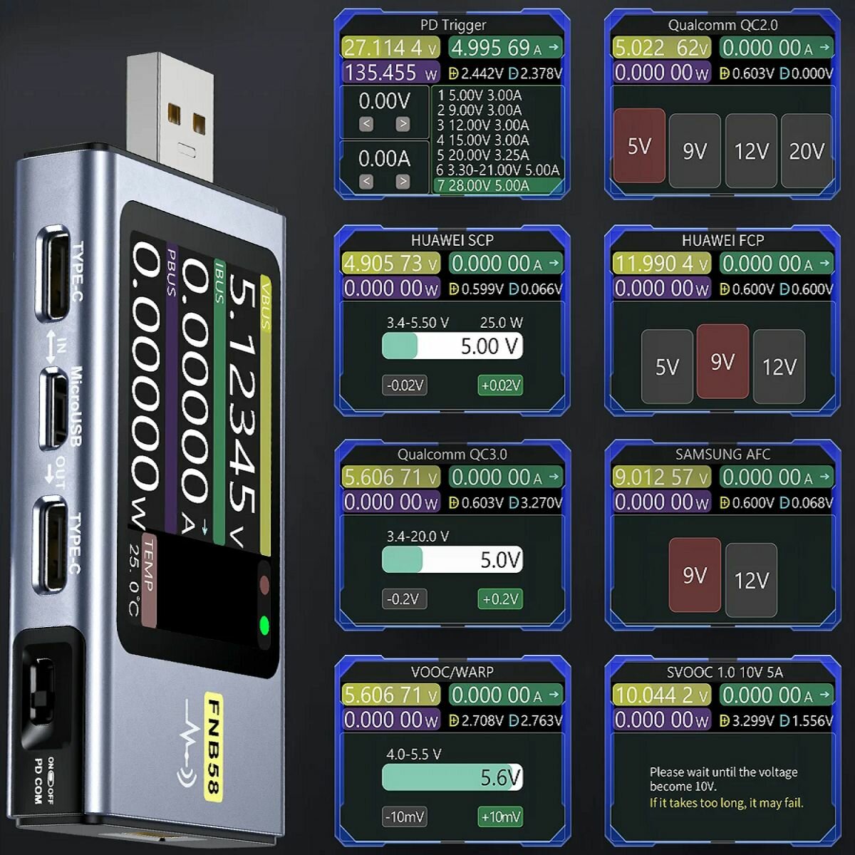 USB-тестер FNIRSI-FNB58 — фото 1