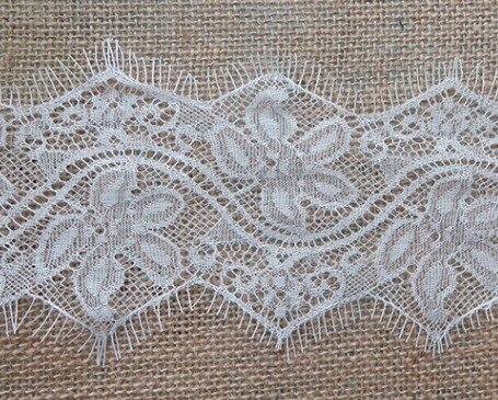 Кружево реснички (французское кружево "шантильи") шир.100мм цв. белый (2 шт по 3 метра)