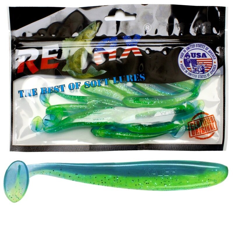 Мягкая силиконовая приманка риппер RELAX BASS 2,5 6,2cm 2,1g цвет L588 (Blue Pearl, Chartreuse-sky Blue Glitter) 1 уп. по 15 шт.