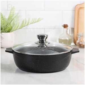 Жаровня Мечта Гранит Black 4л индукция антипригарное покрытие стеклянная крышка