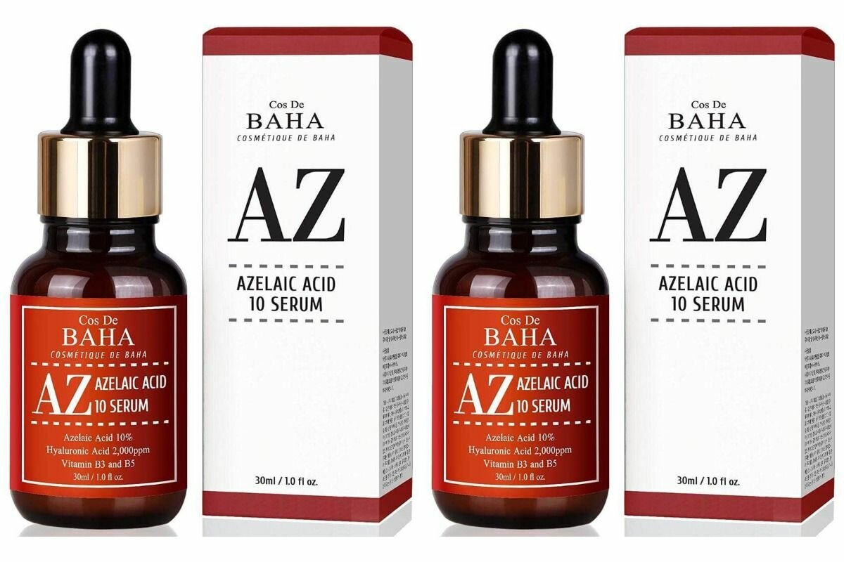COS DE BAHA Сыворотка для лица противовоспалительная с азелаиновой кислотой Azelaic Acid 10% Serum, 30 мл, 2 шт