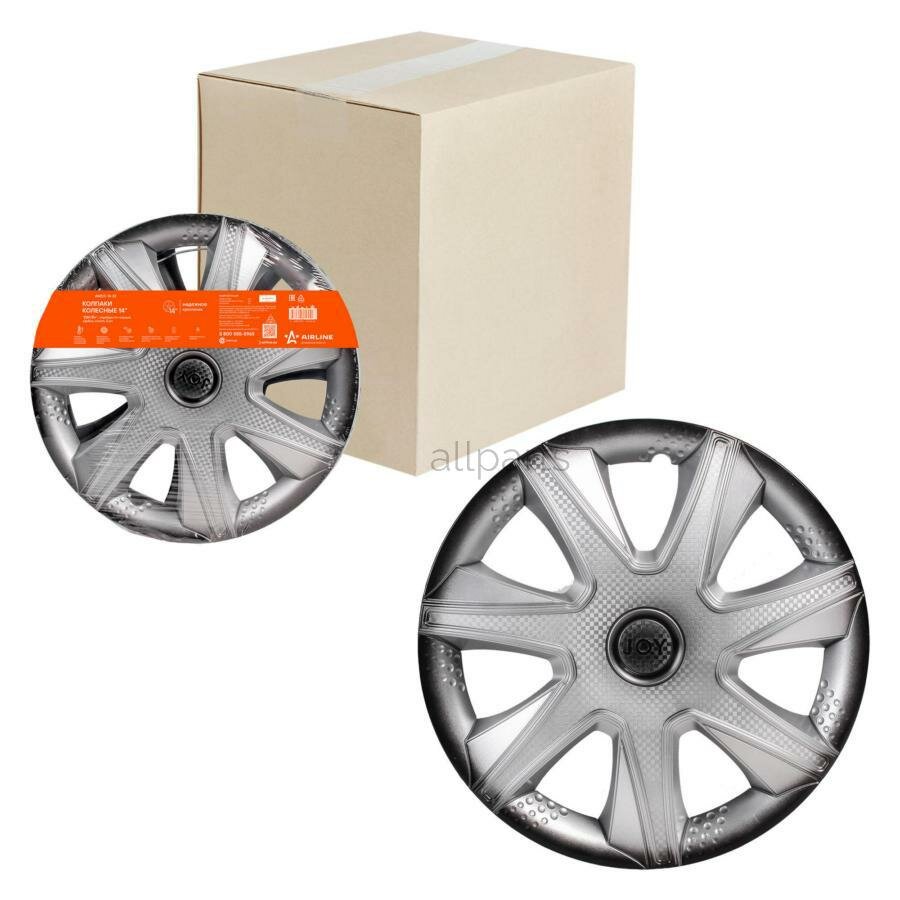 AIRLINE AWCC-14-32 Колпаки колесные 14 Джой +, серебристо-черный, карбон, компл. 2 шт. (AWCC-14-32)