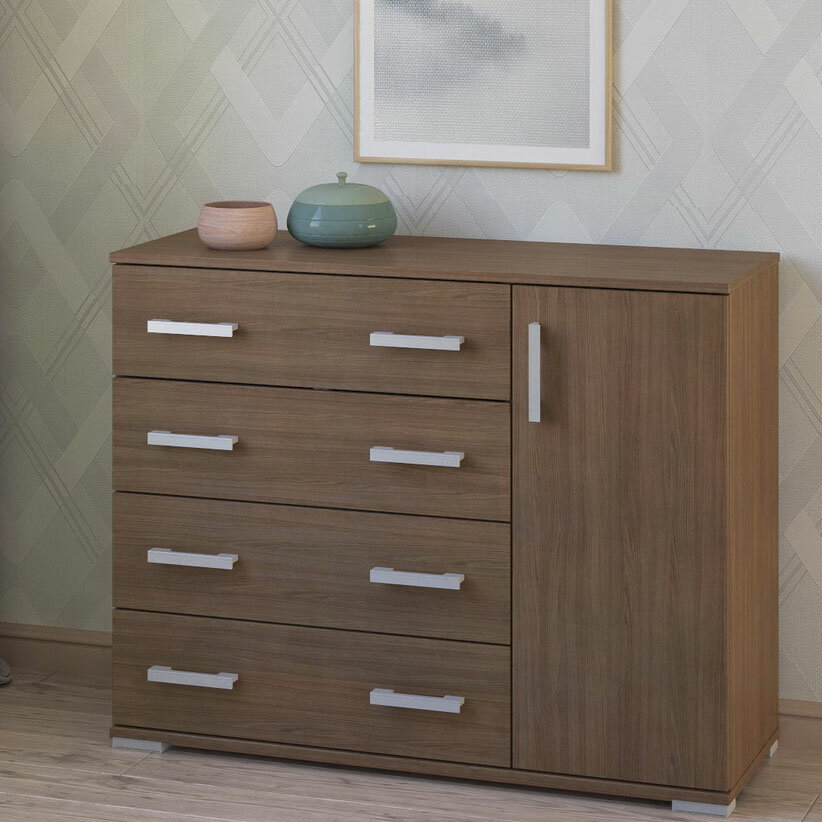 Комод с 4 ящиками МагМебель №34 (дверца справа) ясень шимо тёмный