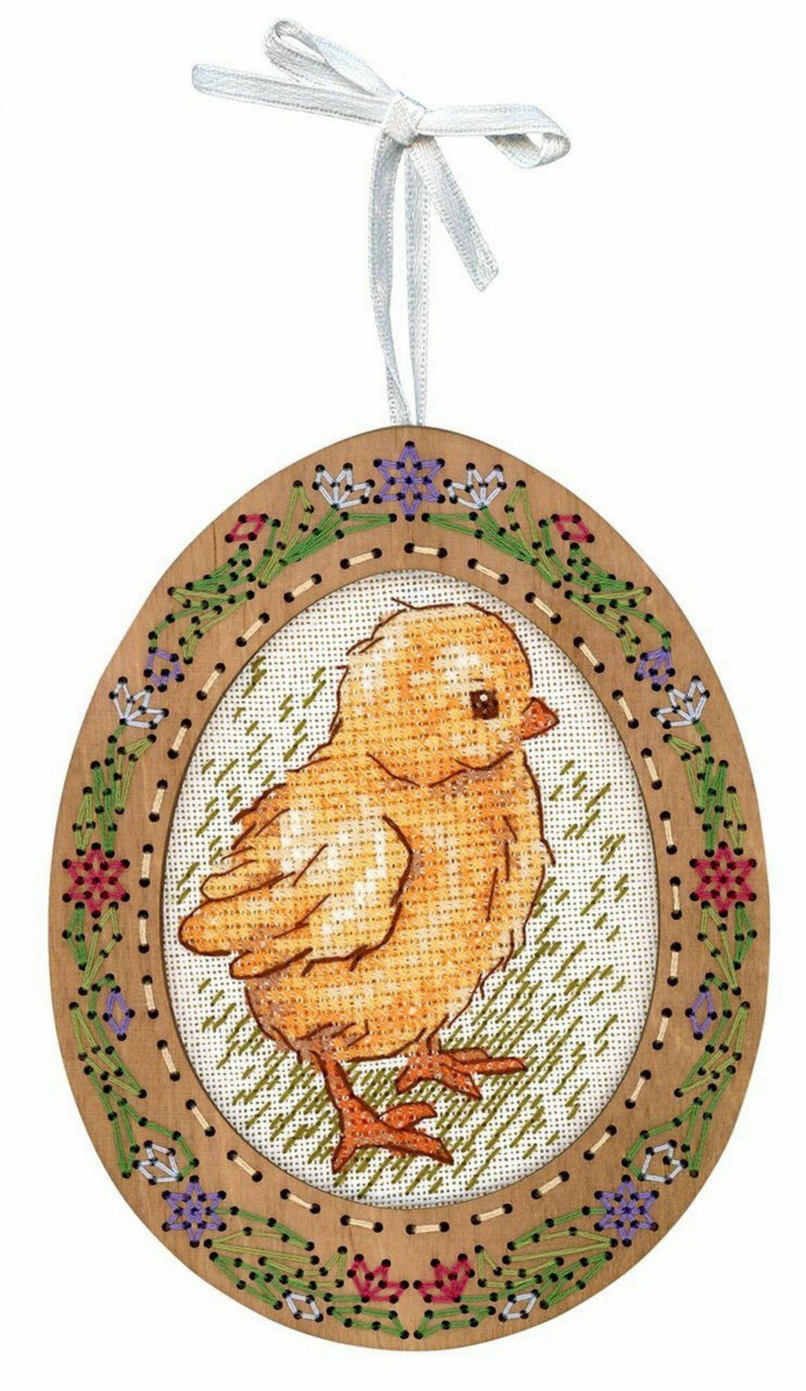Вышивка Миниатюра. Цыплёнок на прогулке 14x11 см.