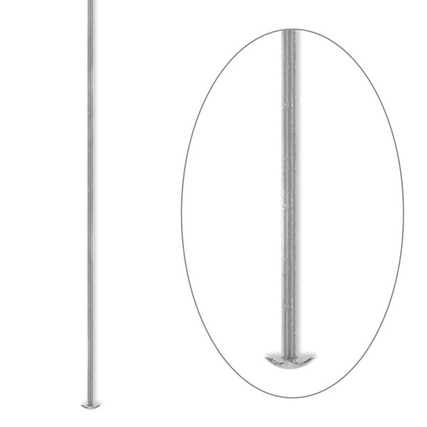 Пины со шляпкой, 50х0.723мм, базовый материал - латунь, античные посеребренные, 20 шт.