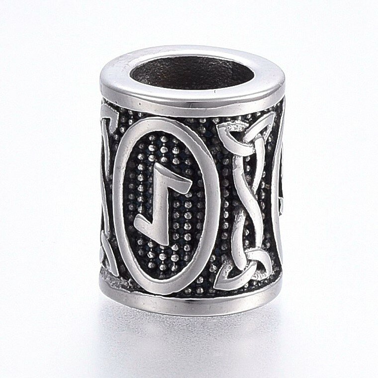 Бусина металлическая, 16х13мм, Руна Эйваз, базовый материал - нержавеющая сталь, без покрытия, с чернением, 1 шт.