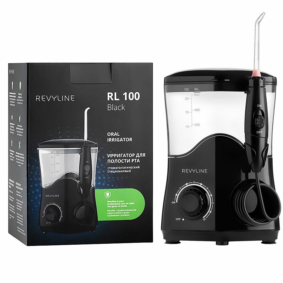 Ирригатор Revyline RL 100, чёрный, питание от сети, таймер на 3 минуты
