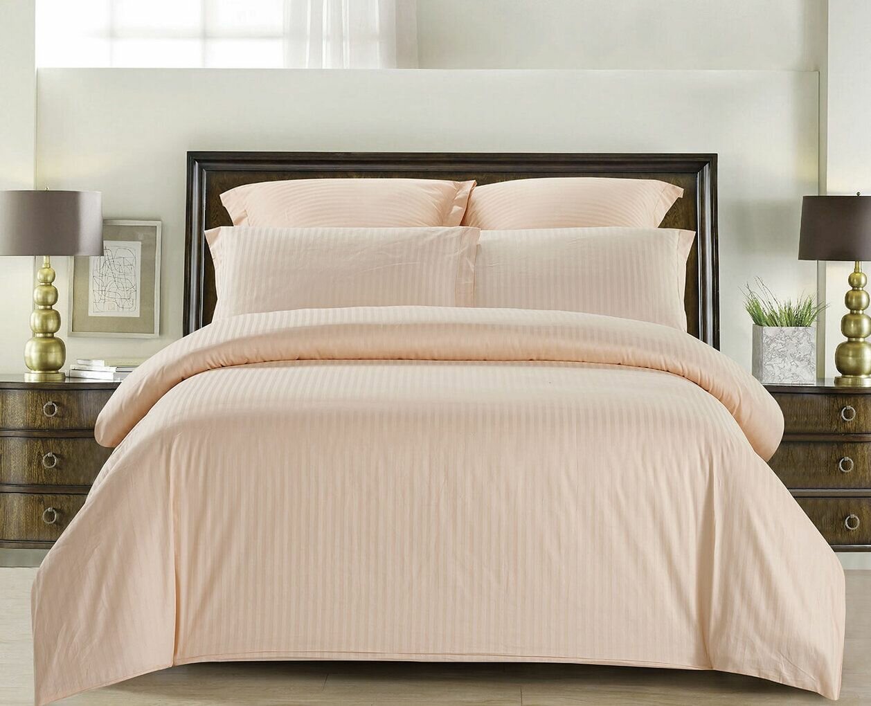 Пододеяльник из страйп-сатина 150 х 200 - М - 140 - Кремовая пудра 1х1