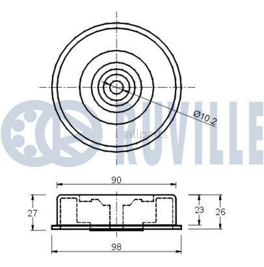 RUVILLE 540848 ролик обводной ремня генератора!\ Hyundai Galloper/Sonata, Mitsubishi Pajero 3.0 V6 91>