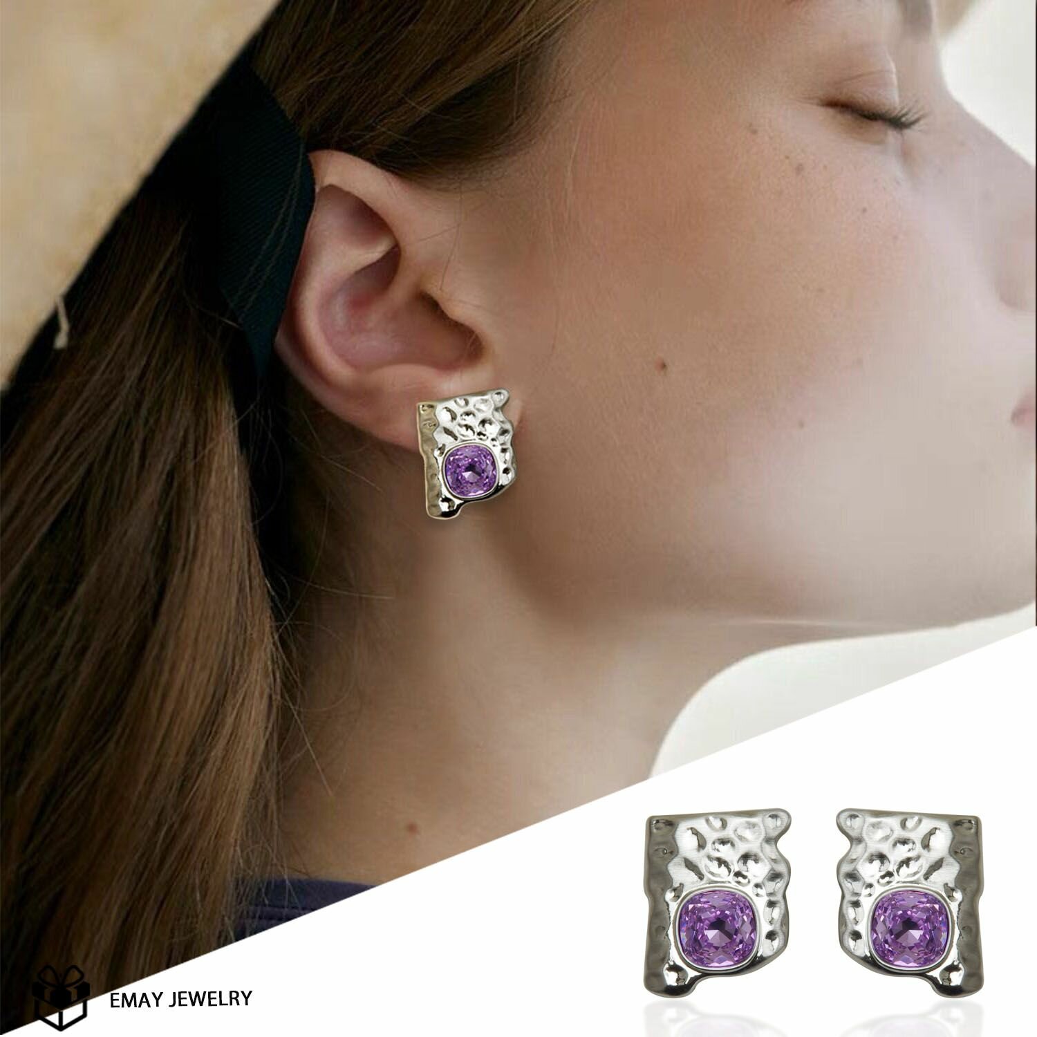 Серьги Emay, искусственный камень