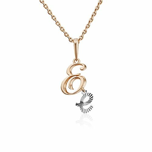 Подвеска, комбинированное золото, 585 проба, родирование