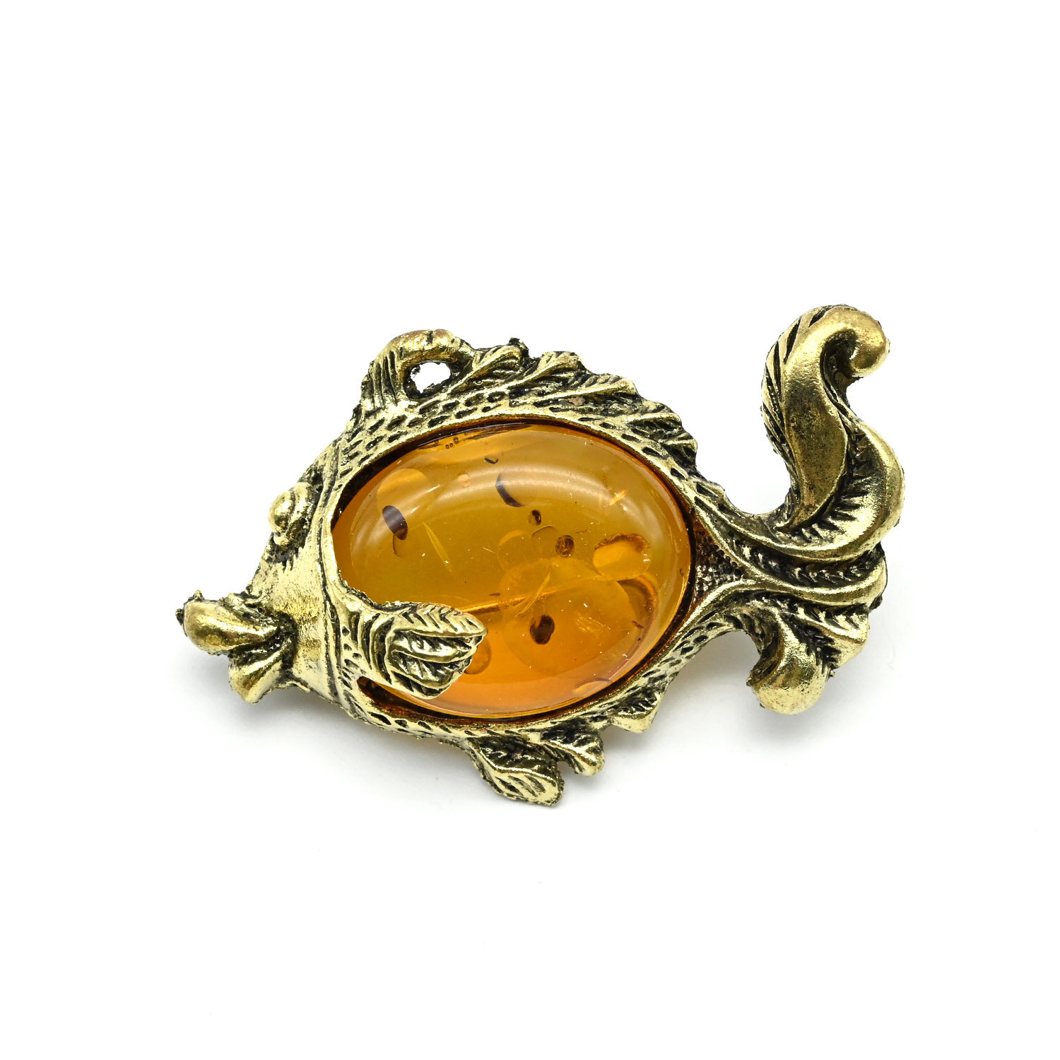 Брошь, янтарь