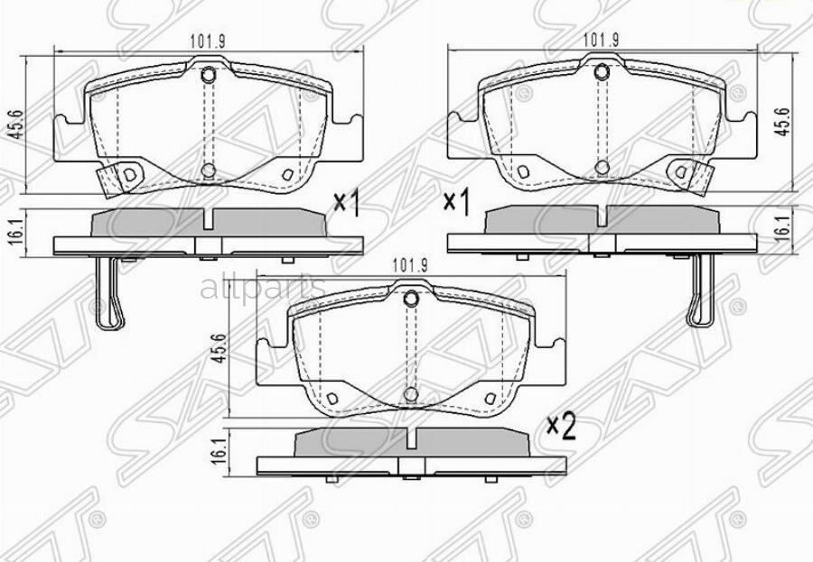 SAT ST-04466-02180 Колодки тормозные (Сзади) Toyota Corolla (E150, E180) 06-19 / Auris 06-18