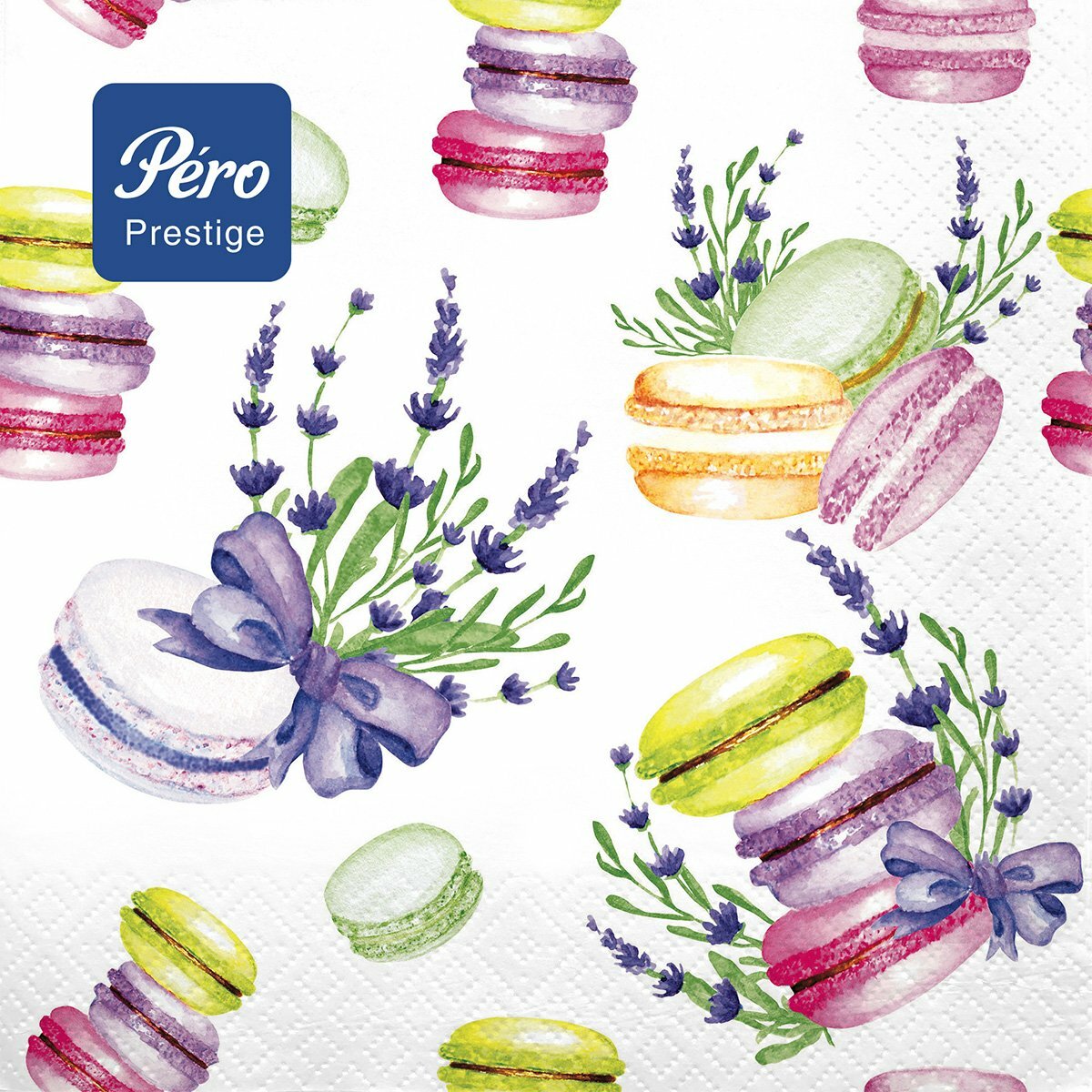 Салфетки бумажные сервировочные Pero Prestige Макаронсы, трехслойные, 20 шт