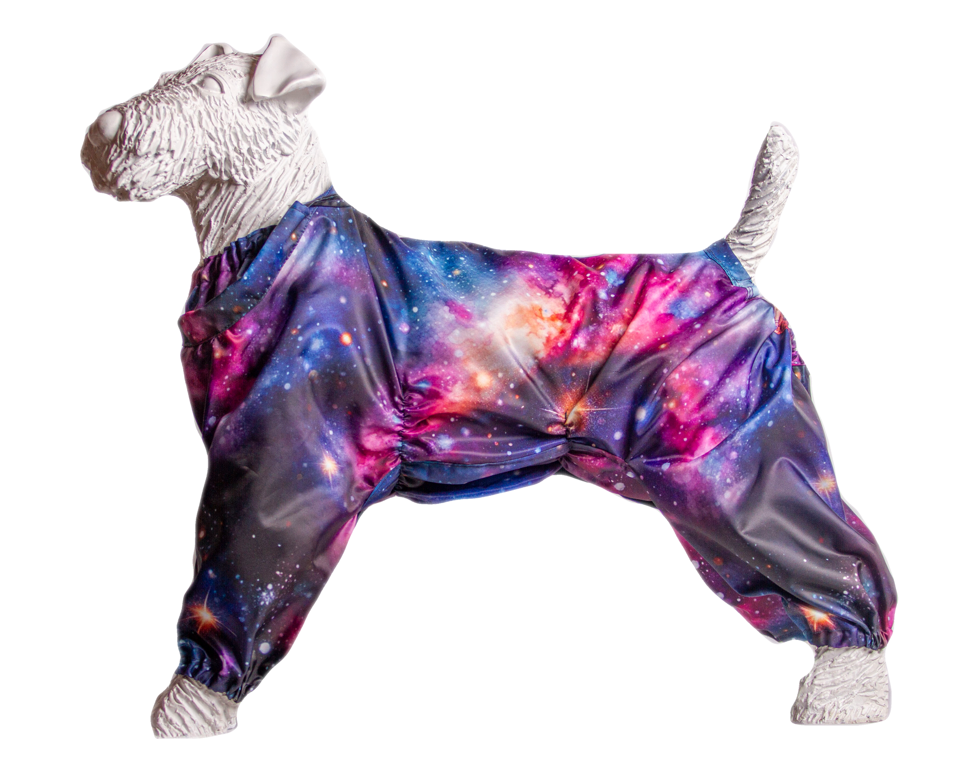 Теплый комбинезон для цвергпинчера (карликового пинчера) суки, на флисе, повышенной прочности, дизайнерский принт, вет галактика