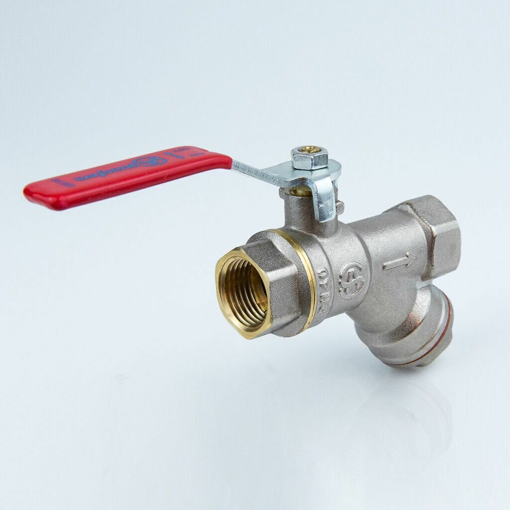 Кран шаровой латунь/никель Ду15 Ру40 ВР полнопроходной рычаг с фильтром Aquasfera