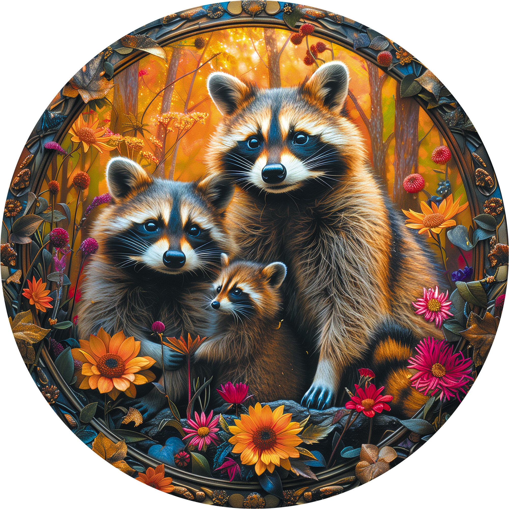 Деревянный пазл "Семья енотов" / 30х30см, 220 деталей / Подарок для взрослых и детей