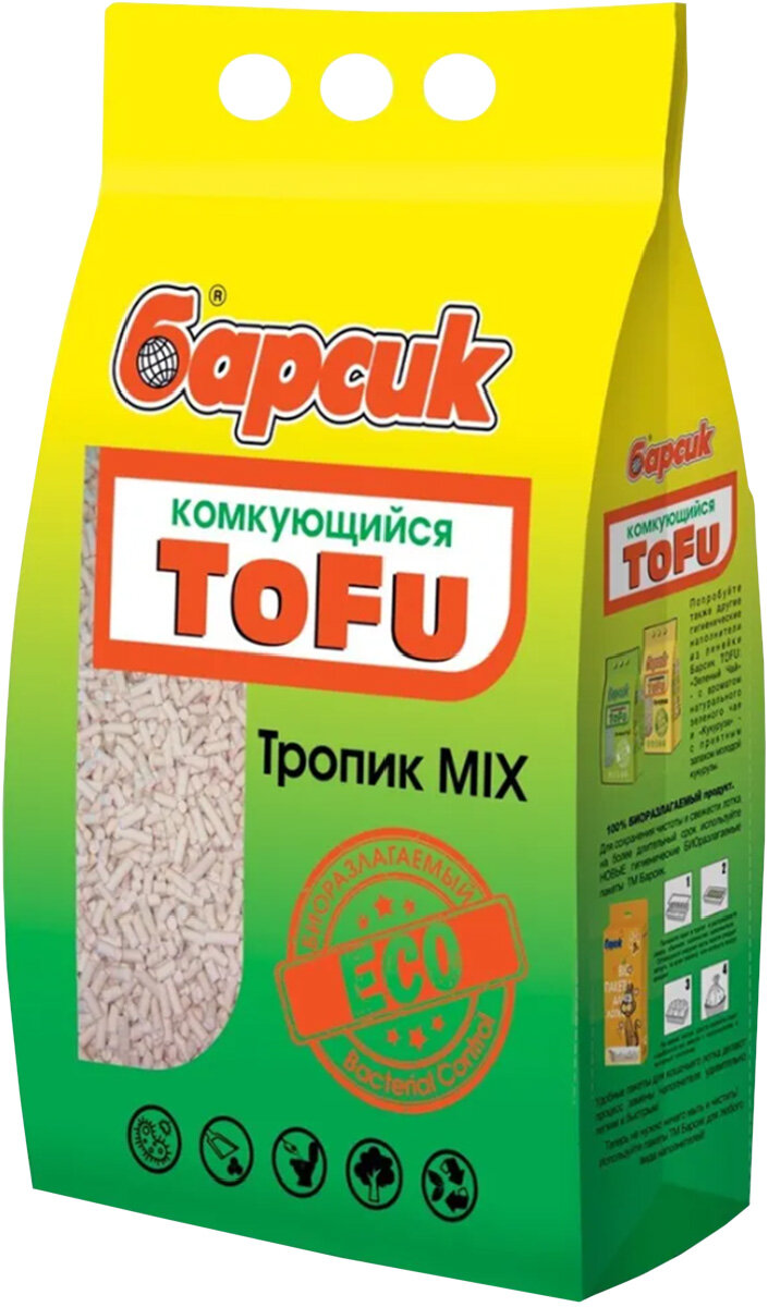 Барсик TOFU тропик MIX наполнитель комкующийся для туалета кошек 4,54 л
