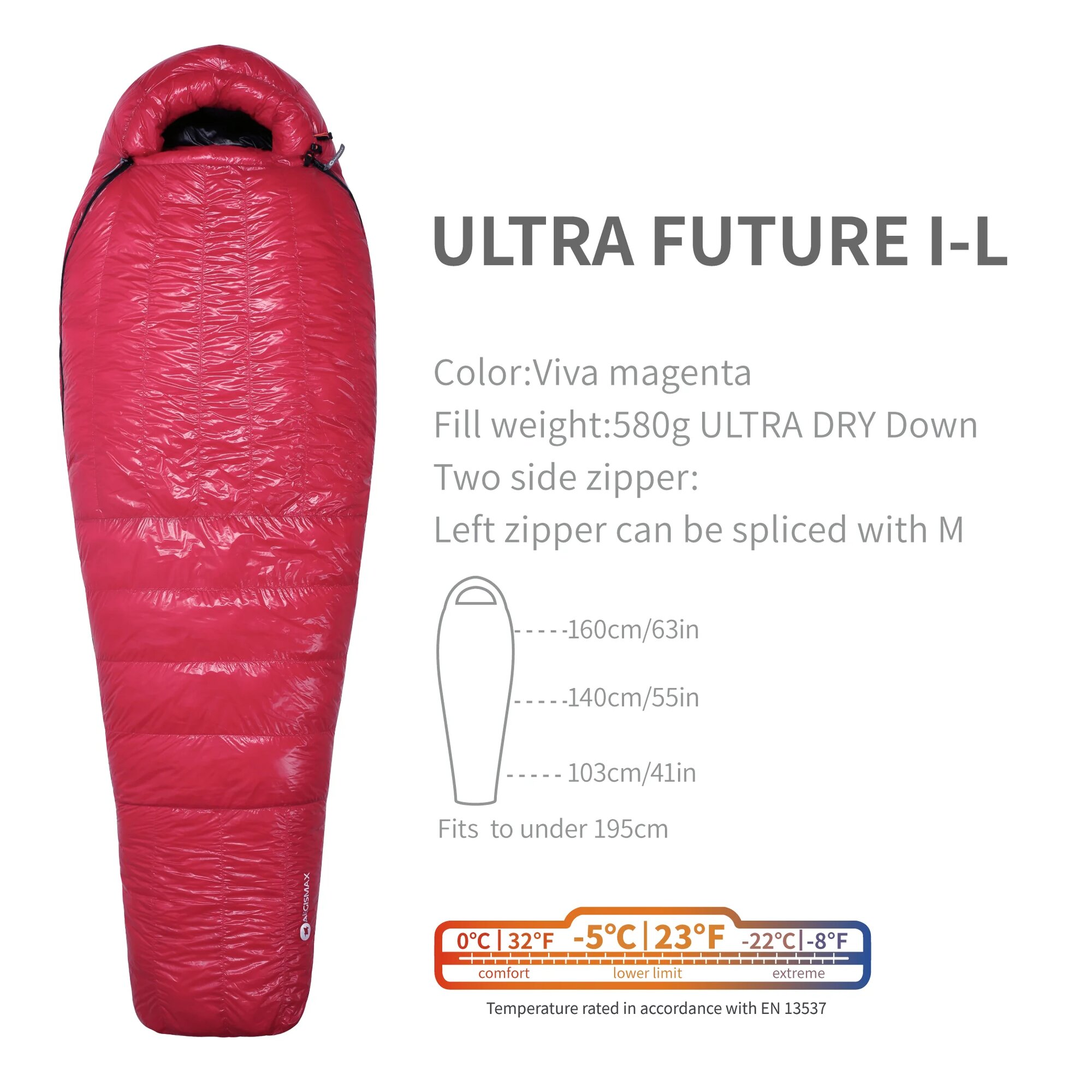 Спальный мешок AEGISMAX ULTRA FUTURE I-L Viva magenta
