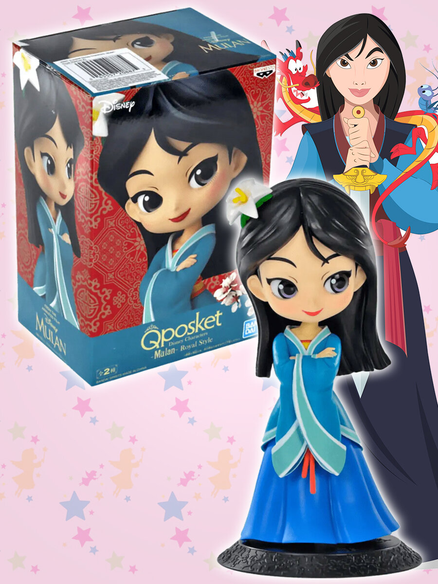 Фигурка Фигурка коллекционная Q POSKET Bandai Мулан Принцесса Дисней в синем платье 14 см