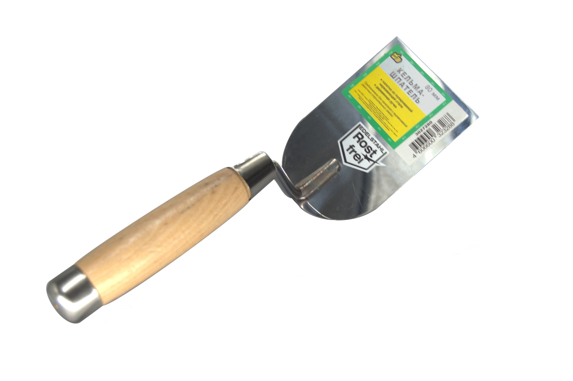 Кельма-шпатель штукатурн. из нерж. полир. стали с дер. ручкой 80мм "888"