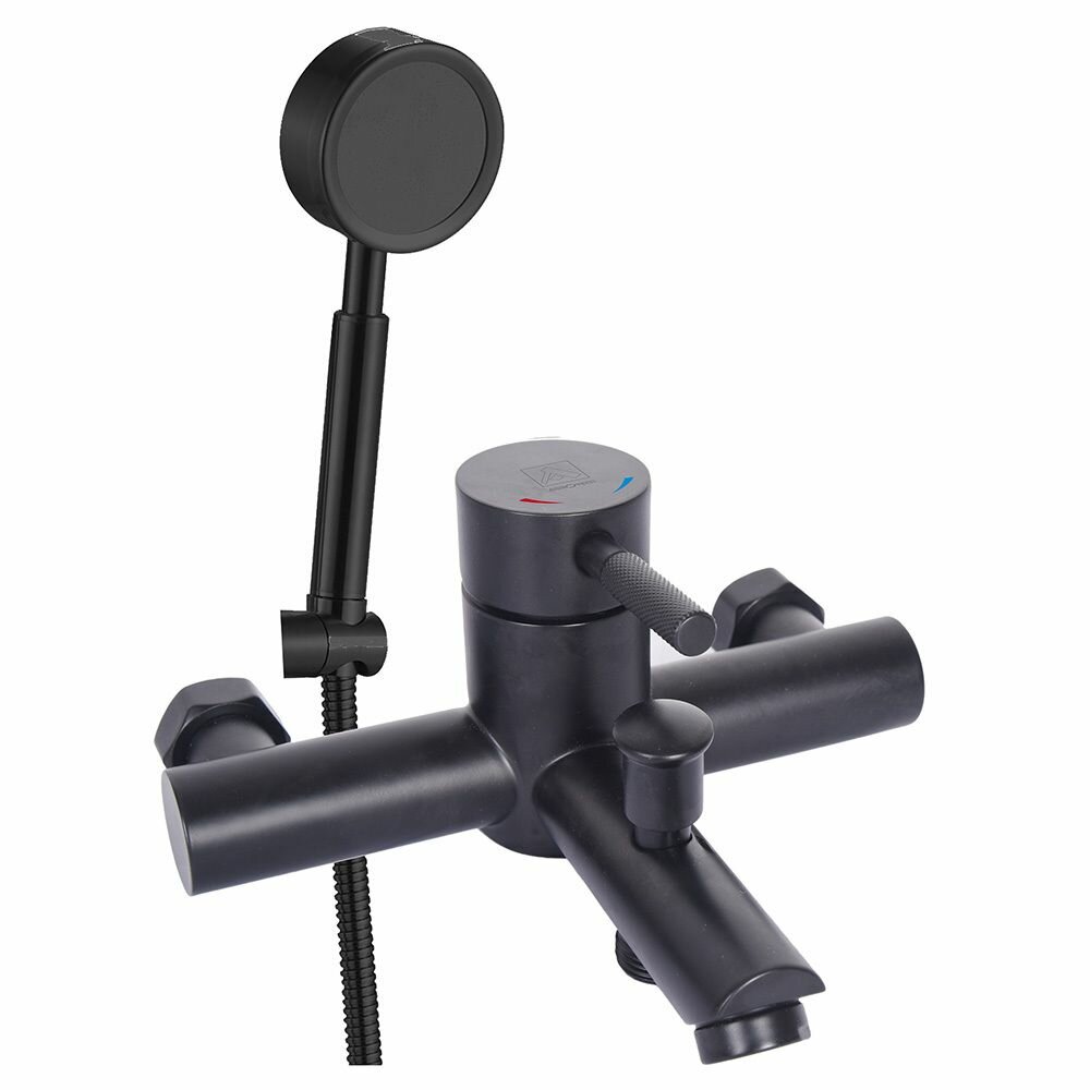 ARGO Смеситель для ванны SOLID чёрный, d-35 нерж. сталь,