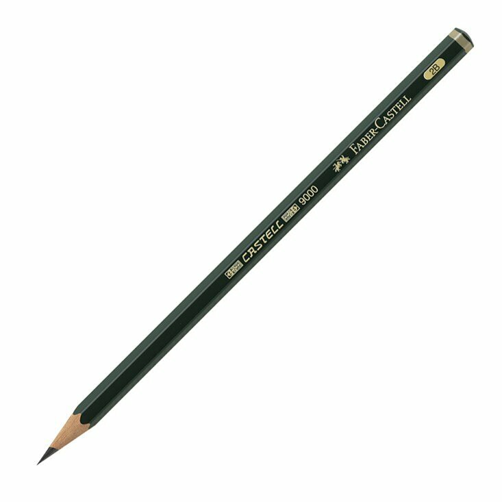 Карандаш чертежный ч/г Faber-Castell "Castell 9000" 2B, заточен. 119002