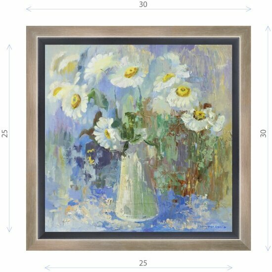 Картина Декор Депо Ксении Черномор Ромашки Матовый холст в раме 30х30 см